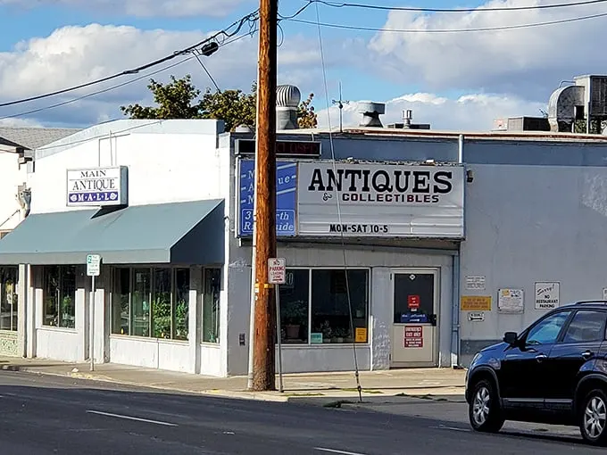 Step into a time warp! This blue-and-orange facade isn't just a storefront—it's a portal to treasures of yesteryear.