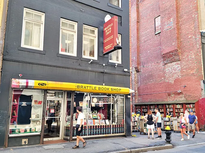 A literary oasis in the heart of Boston! The Brattle Book Shop's cheerful yellow awning beckons bibliophiles like a siren song for word nerds.
