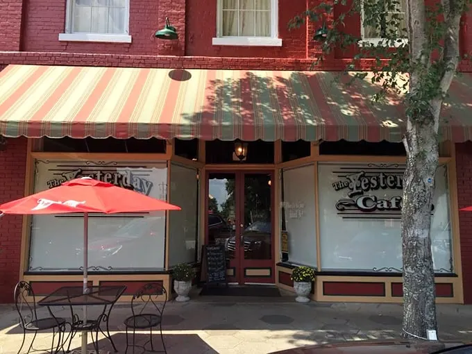Step into a time machine disguised as a café! The Yesterday Café's charming exterior promises a journey back to simpler times, with a side of Southern hospitality.