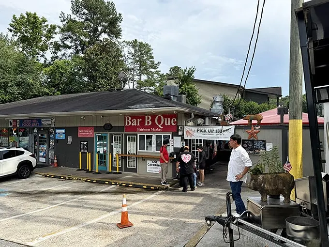Welcome to barbecue paradise! This unassuming exterior hides a world of smoky delights that'll make your taste buds dance the Georgia two-step.