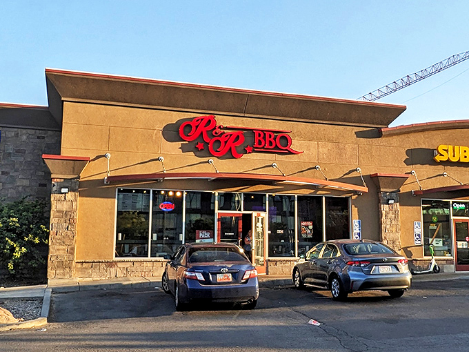 Welcome to R&R BBQ, where the smoke signals are stronger than your willpower! This unassuming exterior hides a world of meaty delights.