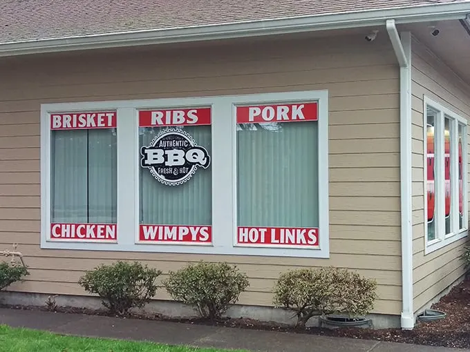 The unassuming exterior of Roger That BBQ stands as Salem's smoke signal to barbecue pilgrims—those bold red BBQ letters promising salvation for the hungry soul.