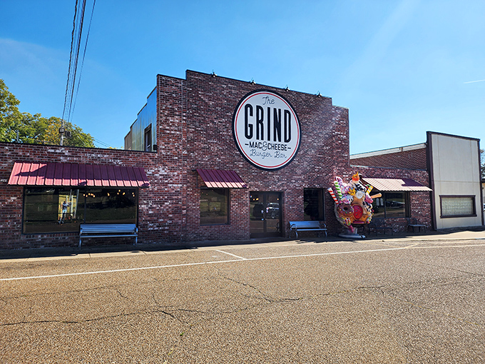 The brick fortress of flavor that is The Grind stands proudly in Martin, Tennessee—a beacon for cheese lovers and burger enthusiasts alike.