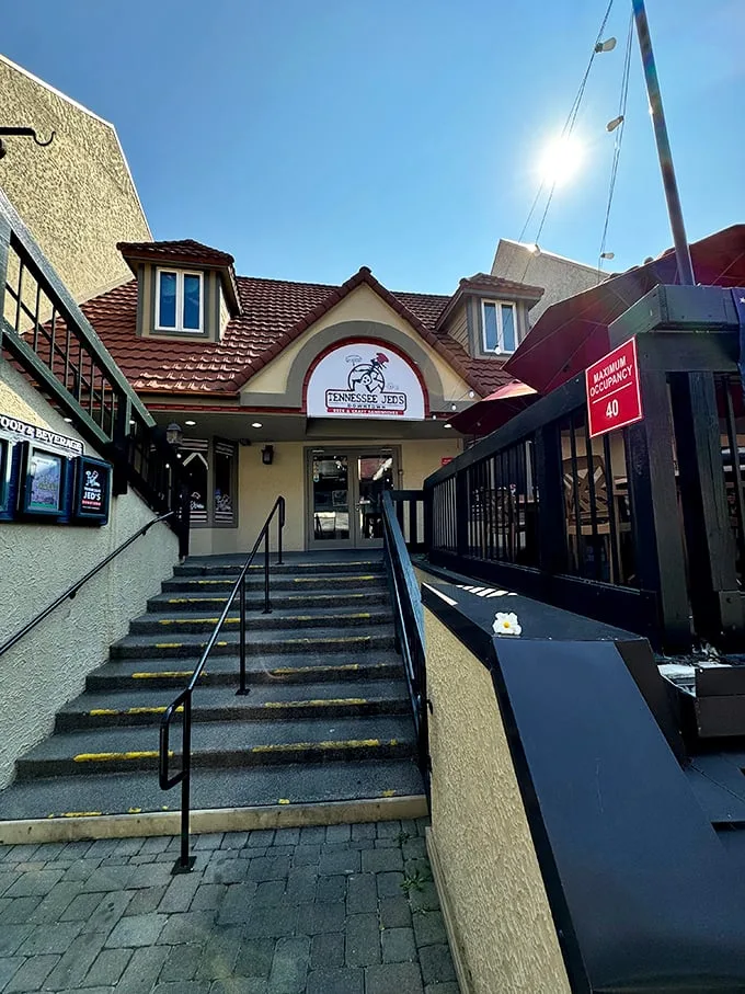 A cozy alpine retreat in the heart of Gatlinburg? Nope, it's Tennessee Jed's, where sandwich dreams come true!