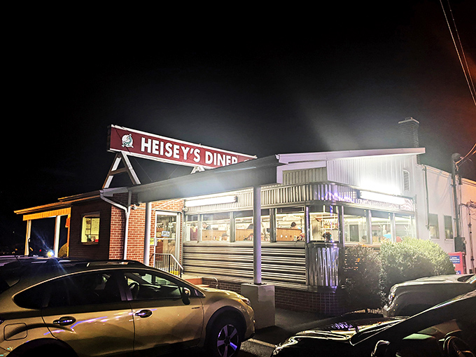 Welcome to flavor town! Heisey's Diner stands proud against the Pennsylvania sky, a beacon of hope for hungry travelers and steak enthusiasts alike.