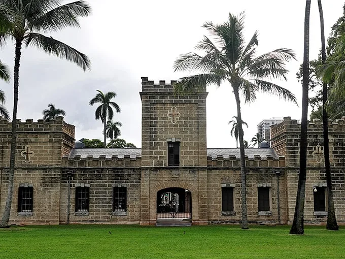 A castle in Hawaii? You bet! This regal entrance proves paradise isn't just about beaches and mai tais.