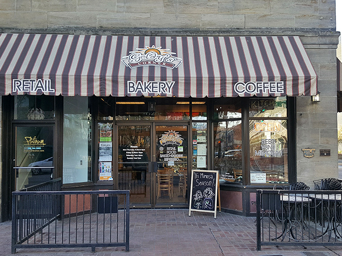 Step into a world where stripes aren't just for zebras! Goldy's Corner beckons with its charming awning, promising delights that'll make your taste buds do a happy dance.