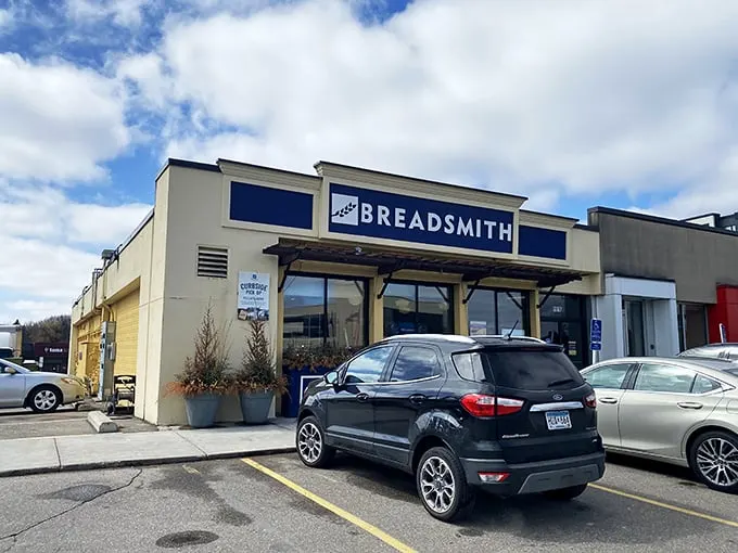 A bakery that's more inviting than your grandma's kitchen? Breadsmith's cheerful blue facade and hanging flower baskets say, "Come on in, carb lovers!"