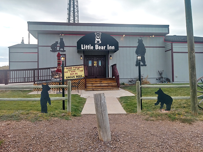 Welcome to bear country! The Little Bear Inn's charming exterior promises a wild culinary adventure within its cozy walls.