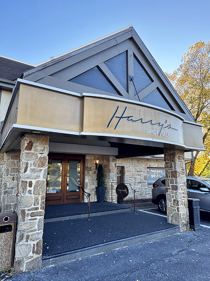 Welcome to Harry's Savoy Grill, where the stone facade whispers "classic" and the neon sign screams "let's eat!" It's like a culinary time machine with modern flair.