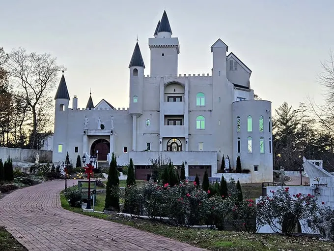 Fairytale meets Georgia! This pristine white castle, with its soaring turrets and charming brick pathway, looks like it was plucked straight from a storybook.