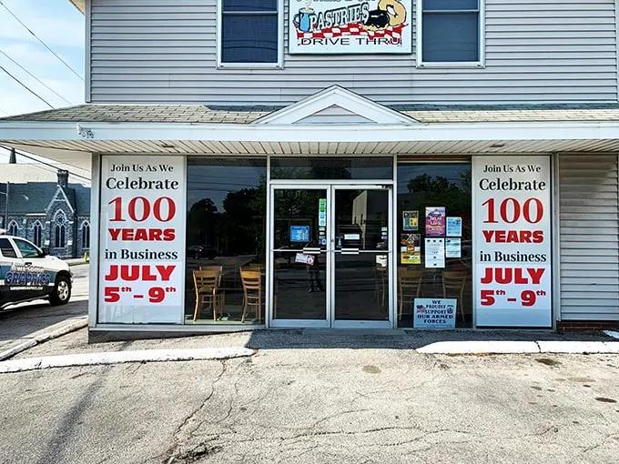 Welcome to donut paradise! Jones Donuts & Bakery's unassuming exterior hides a world of sugary delights, proving you should never judge a book by its cover – or a bakery by its siding.