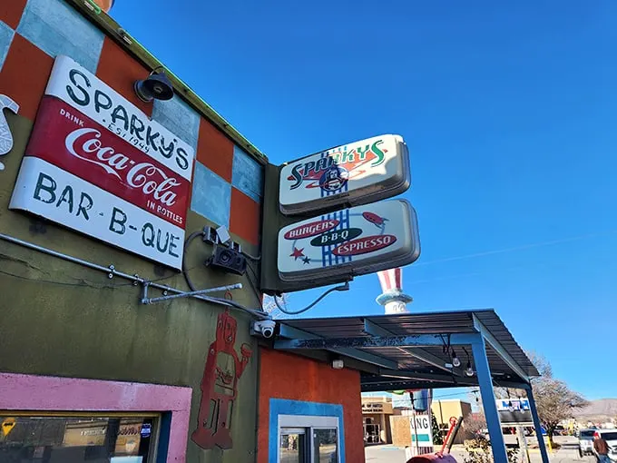 Sparky's colorful exterior is like a desert mirage, except this oasis delivers on its promise of smoky, chile-laden salvation.