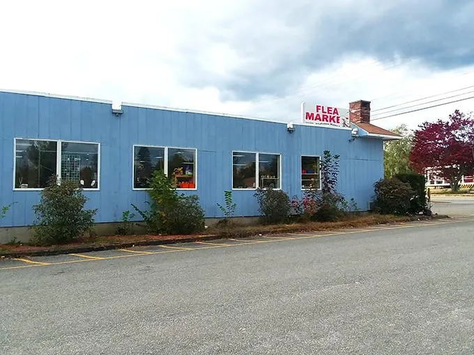 Blue as the Maine sky, this unassuming building holds more treasures than a pirate's chest. Who knew bargain hunting could be so colorful?