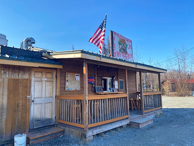 Welcome to burger paradise! The Butte Burger Place stands proud, a wooden sentinel guarding the gateway to gastronomic bliss.