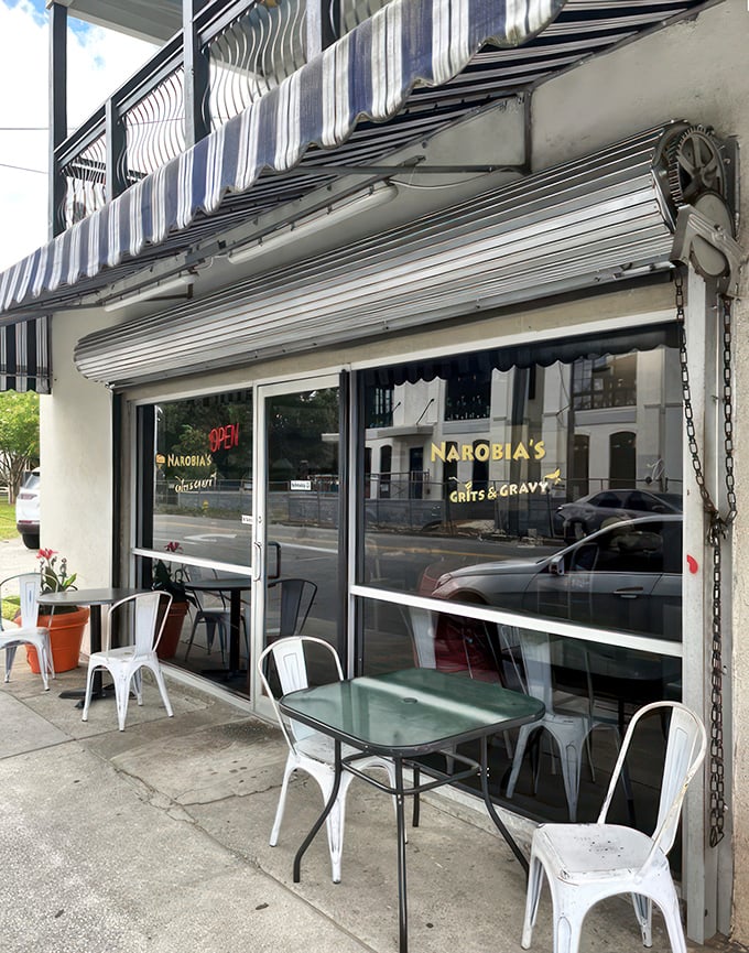 A Southern charmer in white, Narobia's stands proud with its striped awning. It's like the restaurant equivalent of a warm hug from your favorite aunt.