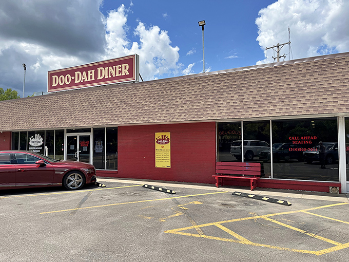 Welcome to flavor town! The Doo-Dah Diner's unassuming exterior hides a world of culinary delights, proving that you should never judge a book by its cover – or a diner by its parking lot.
