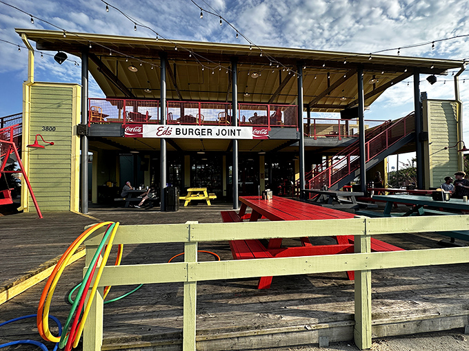 A burger joint that's more inviting than your favorite aunt's house! Ed's exterior beckons like a portal to comfort food paradise.
