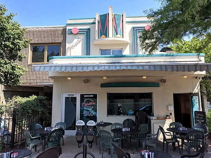 Step into a time machine, folks! Ernie's exterior is a delightful blend of retro charm and small-town Americana. It's like the 1950s decided to throw a party and invited a building.