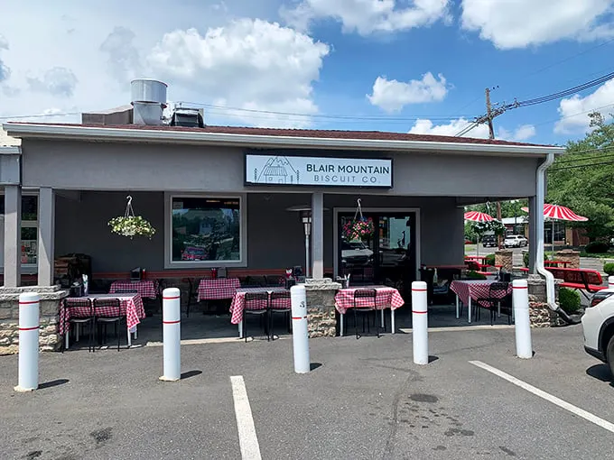 Welcome to biscuit paradise! Blair Mountain Biscuit Co.'s charming exterior promises comfort food that'll make your taste buds do a happy dance.