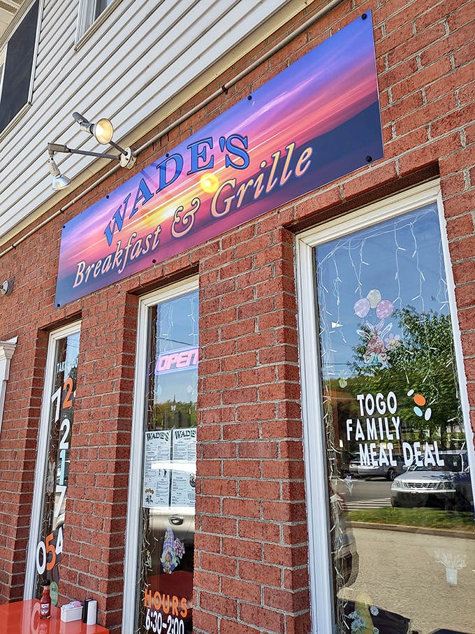 Welcome to Wade's, where the red door isn't just an entrance—it's a portal to breakfast nirvana. Prepare for a flavor adventure!