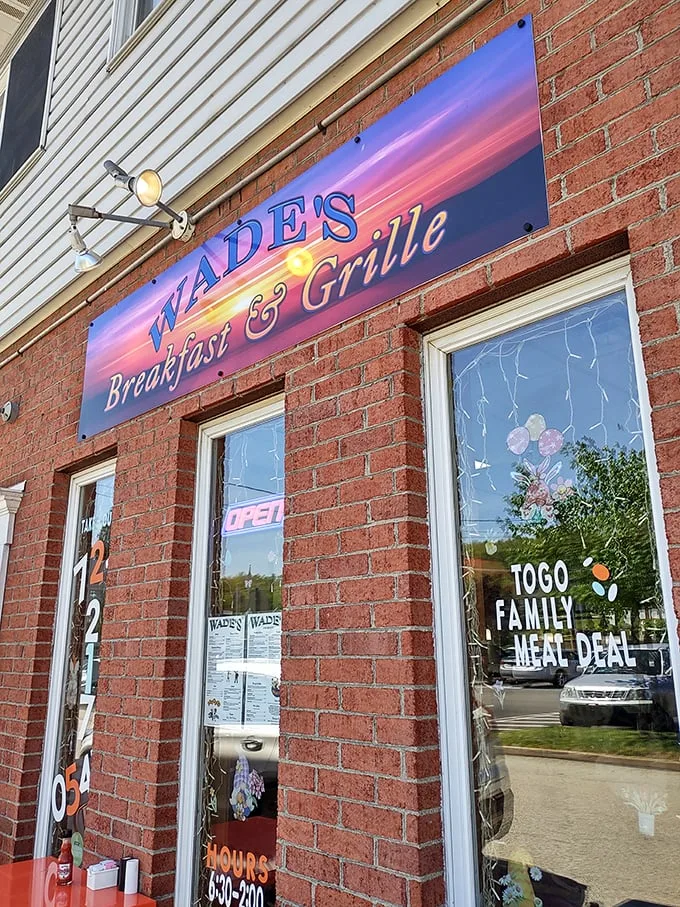 Welcome to Wade's, where the red door isn't just an entrance—it's a portal to breakfast nirvana. Prepare for a flavor adventure!
