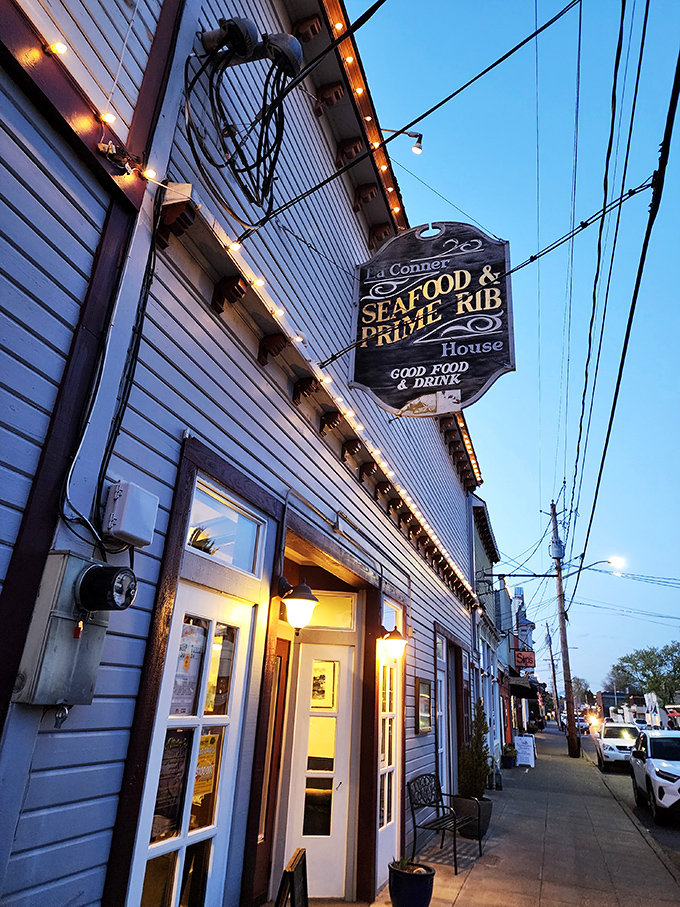 A beacon of culinary delight! This charming exterior promises a feast for the senses, with its inviting glow and classic small-town charm.