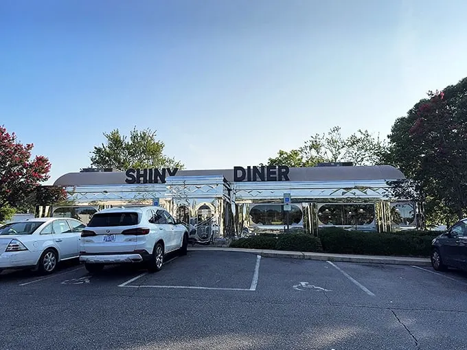 Chrome-plated dreams and waffle-scented wishes! The Shiny Diner gleams like a beacon of comfort food, beckoning hungry travelers with its retro charm.