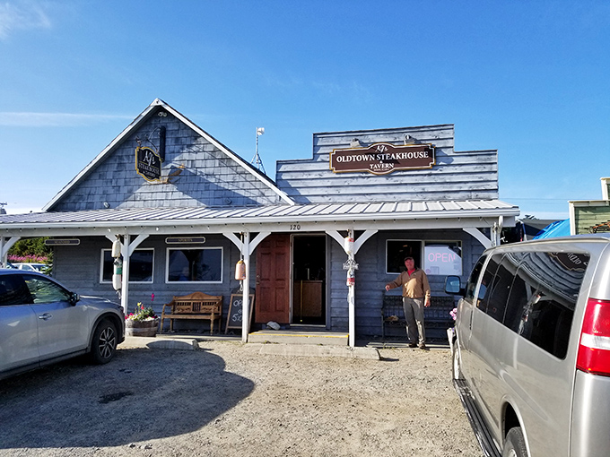 A rustic charm that's more inviting than a warm blanket on a chilly Alaskan night. AJ's OldTown Steakhouse beckons with its cozy wooden exterior and promise of meaty delights within.