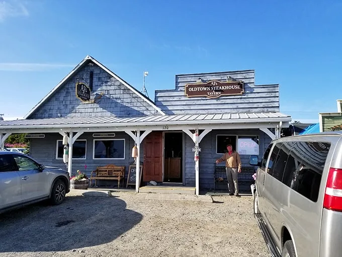 A rustic charm that's more inviting than a warm blanket on a chilly Alaskan night. AJ's OldTown Steakhouse beckons with its cozy wooden exterior and promise of meaty delights within.