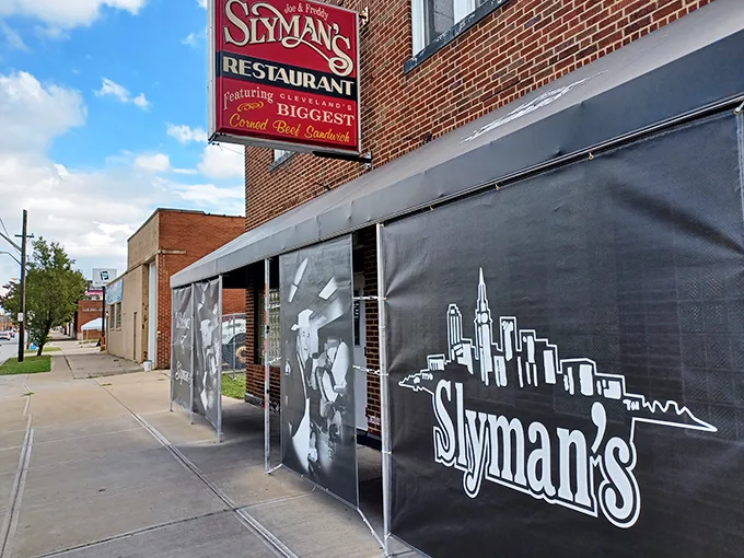 Cleveland's culinary crown jewel! Slyman's iconic sign promises a sandwich experience that'll make your taste buds do a happy dance.