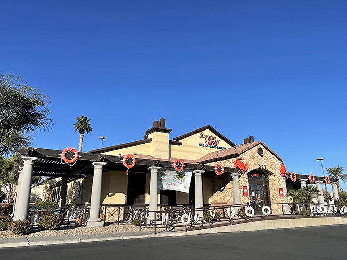 Ahoy, seafood lovers! Storming Crab's exterior is a siren call to hungry landlubbers, with its nautical charm and promise of oceanic delights.