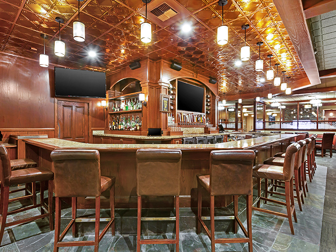 Pull up a chair and stay awhile. This inviting bar area is where strangers become friends, and friends become family – all over a cold brew and hot wings.
