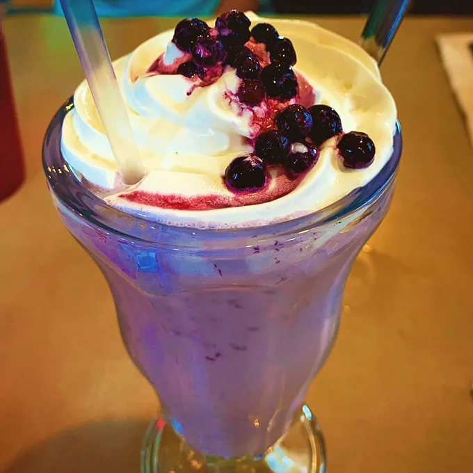 This blueberry milkshake brings all the Mainers to the yard. It's summer in a glass, even when there's snow on the ground.