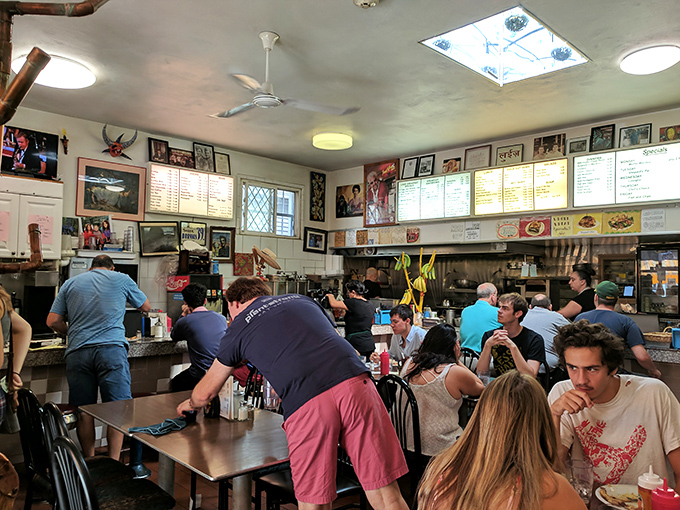 It's not just a meal, it's a morning social event. Watch as sleepy patrons transform into chatterboxes fueled by bacon and coffee.