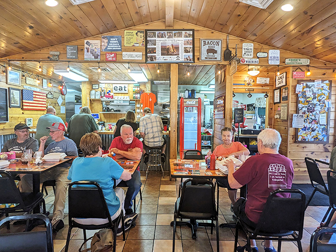 Where locals gather to solve the world's problems over coffee and eggs – June's dining room is democracy in action, fueled by bacon.