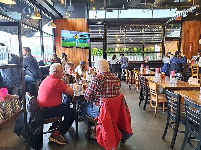 Proof that barbecue brings people together – strangers at adjacent tables united by the universal language of "I can't believe how good this is."