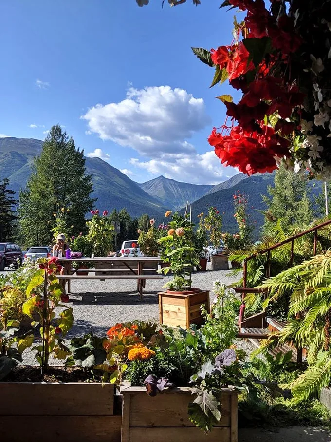No, it's not a Bob Ross painting – it's the actual view from The Bake Shop. Talk about a feast for the eyes!