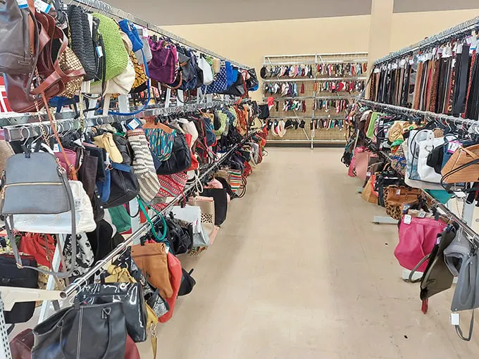 Handbag heaven or purse purgatory? You decide! This aisle is a treasure trove of arm candy, from vintage clutches to modern totes.