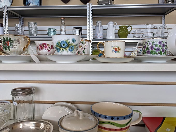 Grandma's china cabinet meets hipster café in this delightful dish display. Warning: may induce sudden urges to host elaborate tea parties.