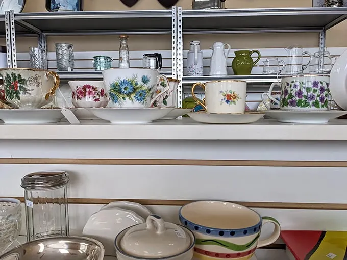 Grandma's china cabinet meets hipster café in this delightful dish display. Warning: may induce sudden urges to host elaborate tea parties.