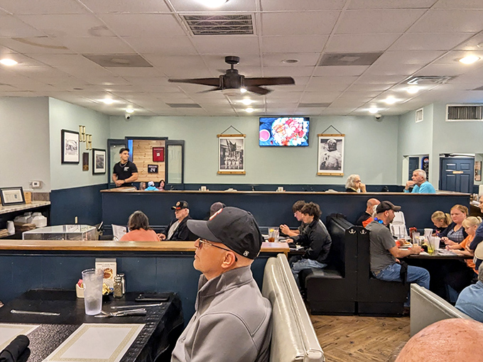 Where everybody knows your name... or at least your favorite pie. This dining room's buzzing with the happy hum of satisfied customers.