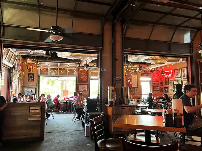 Where barbecue dreams come true. Notice how nobody's talking? That's the universal language of "too busy enjoying this food."