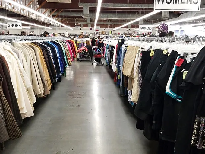 Fashion time machine alert! This aisle is where trends of yesteryear come to party. Parachute pants, anyone?