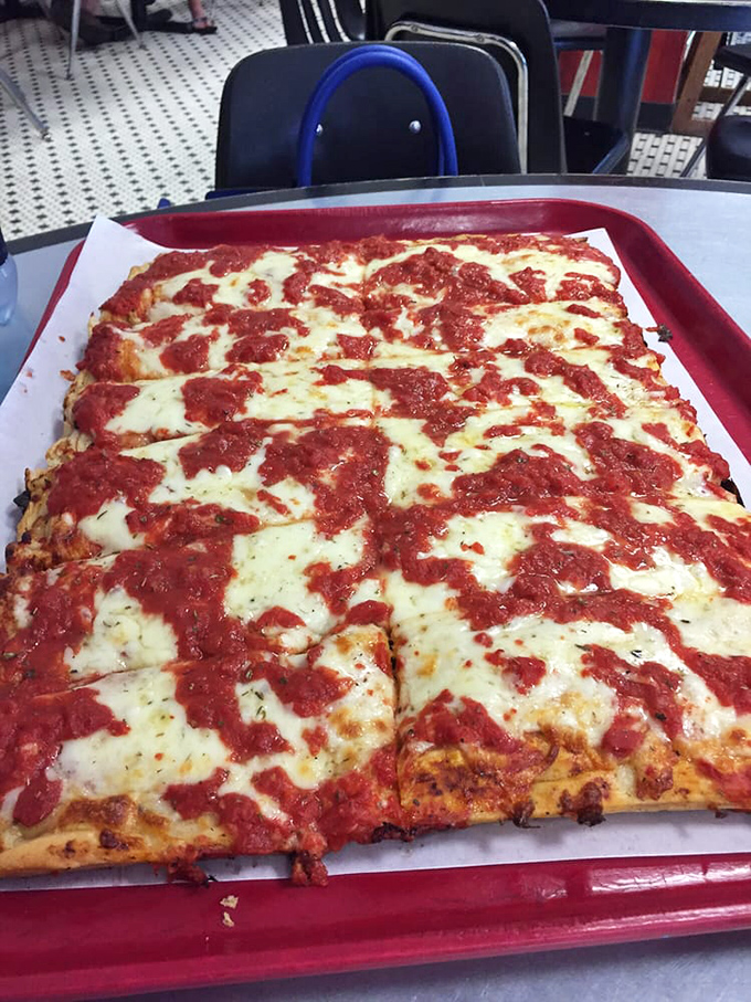Behold the beauty of simplicity! This large cheese pizza is proof that sometimes, less is more – unless we're talking about cheese, then more is definitely more.