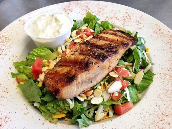 For when you're feeling a little "upstream"! This salmon salad is so fresh, you'll swear you caught it yourself – minus the effort and wet socks.