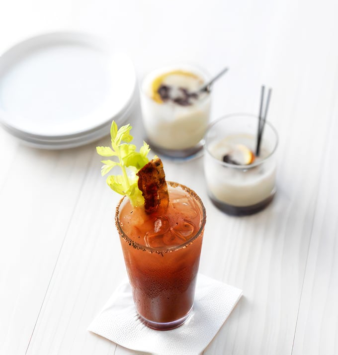 Their Bloody Mary comes accessorized with a celery stalk and bacon – breakfast, cocktail, and appetizer in one convenient glass.