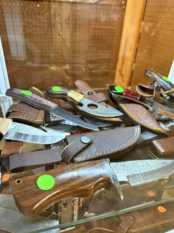 Damascus steel knives with handles prettier than most furniture—slicing vegetables never felt so historically significant.