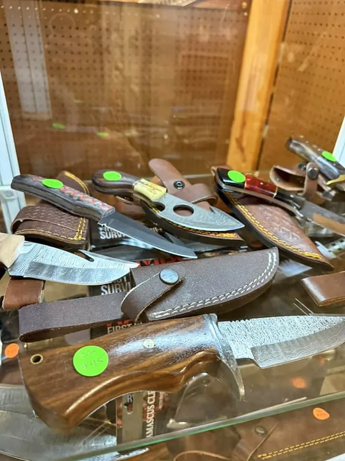Damascus steel knives with handles prettier than most furniture—slicing vegetables never felt so historically significant.