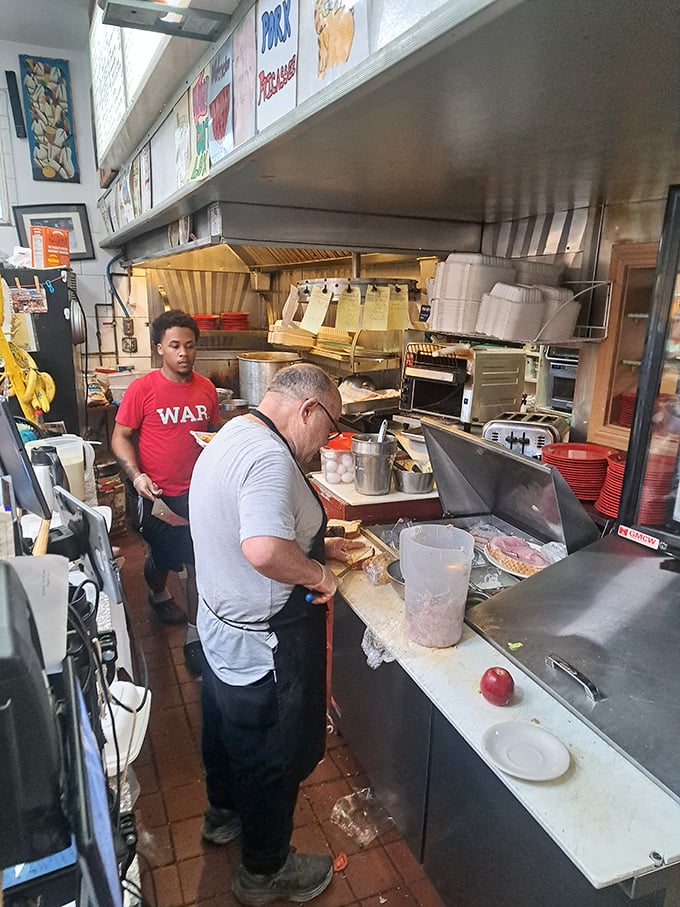 Where the magic happens! This bustling kitchen is like a breakfast-making Hogwarts, minus the floating spatulas.